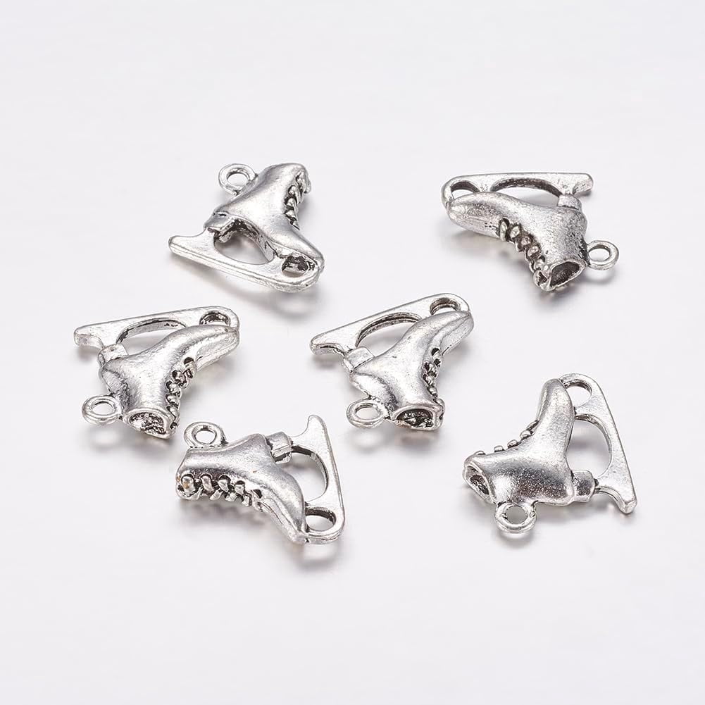 20Pcs Tibetan Style Alloy Ice Skates Pendants 18x16x5mm Silver Ice ...