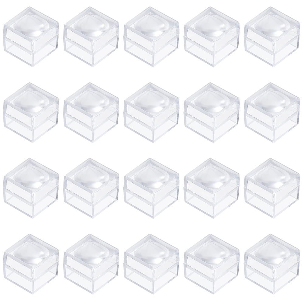 20Pcs Transparent Plastic Ring Viewer Magnifier Boxes Magnifier Cubes ...