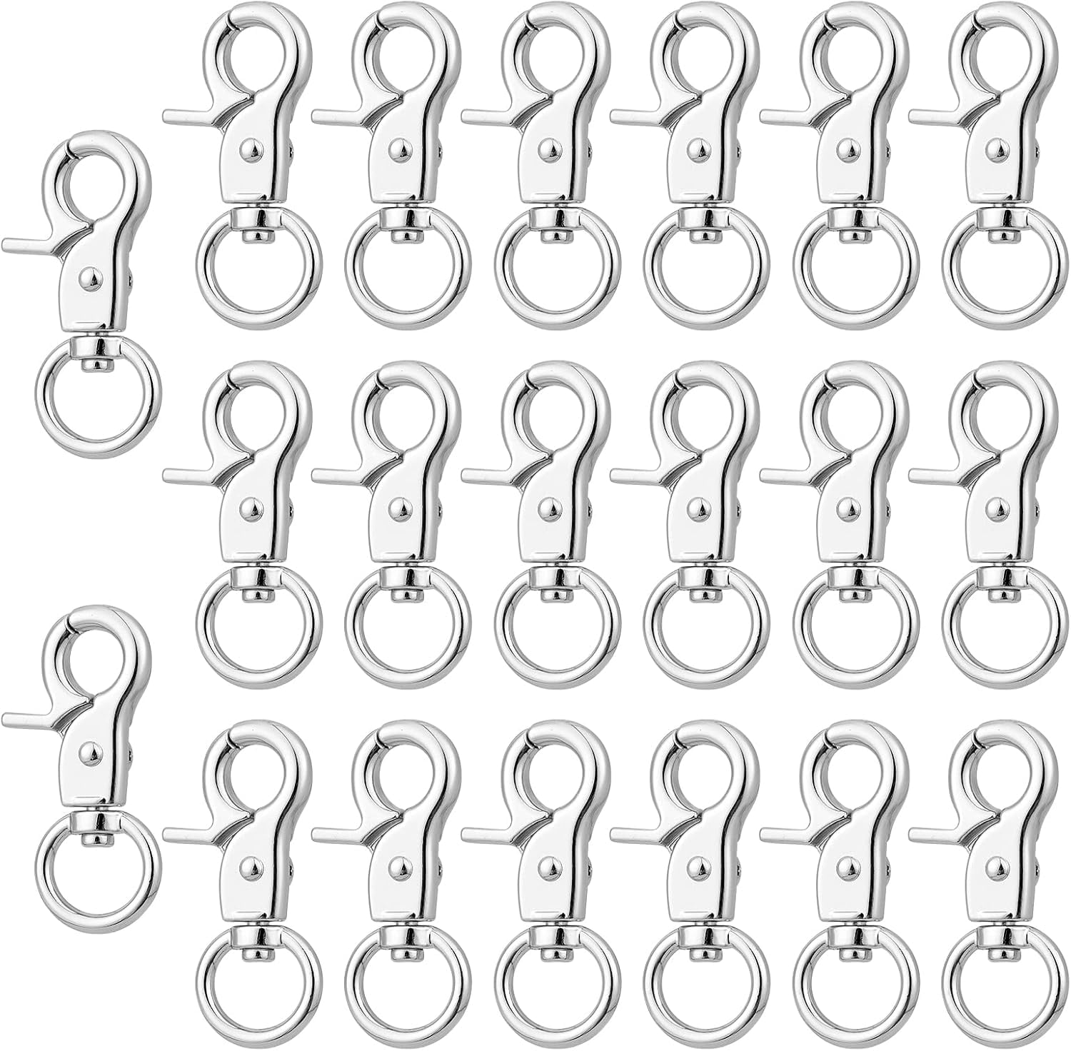 20Pcs Trigger Snap Hooks 360 Degree Swivel Lobster Clasps Clips Silver ...