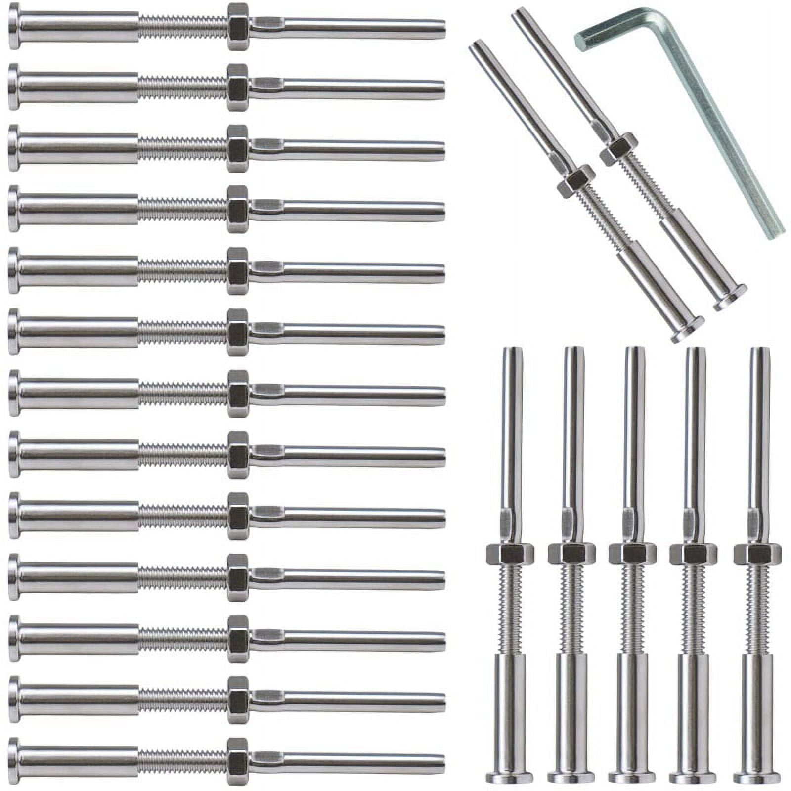 20Pcs Turnbuckle Hand Swage Threaded Stud Tension Hex Head End Fitting ...