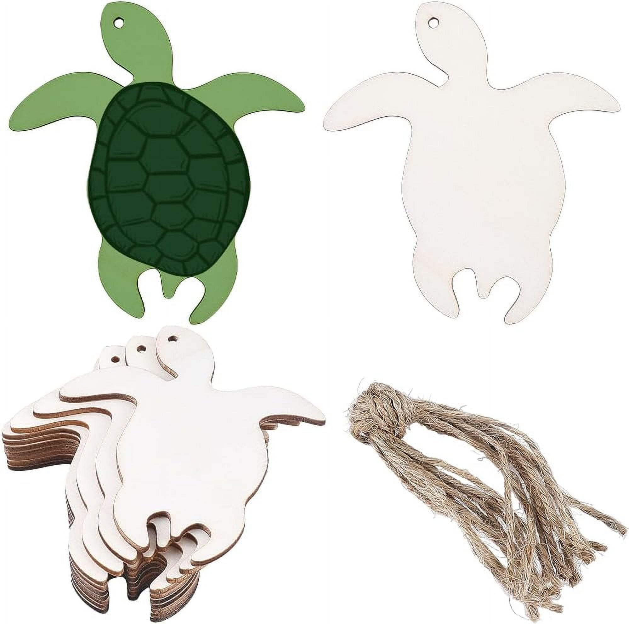 20Pcs Unfinished Turtle Wooden Tag Sea Animals Tortoise Wood Pieces ...
