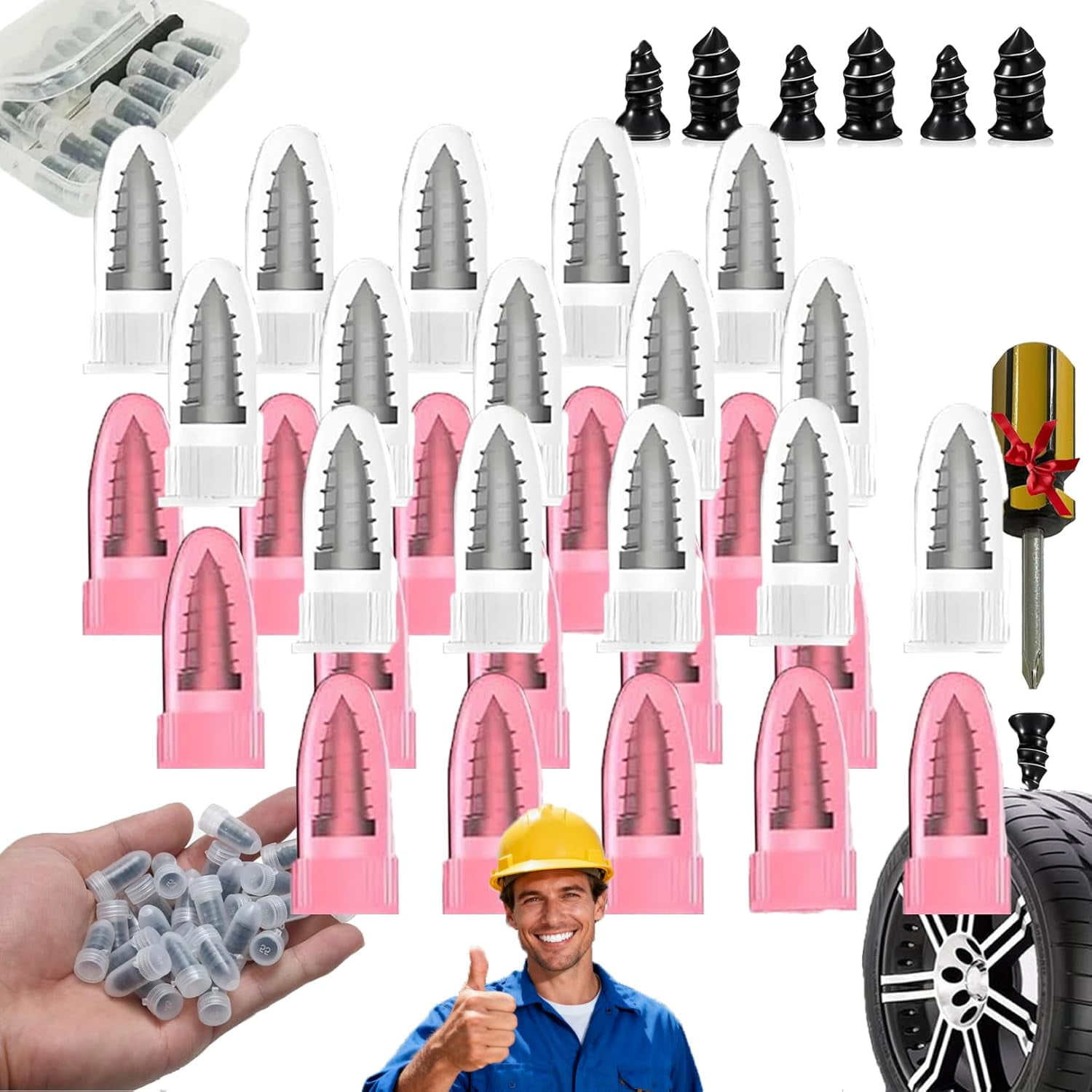 20Pcs Vacuum Tire Mending Nail Kit, Tire Repair Rubber Nail Kit with ...