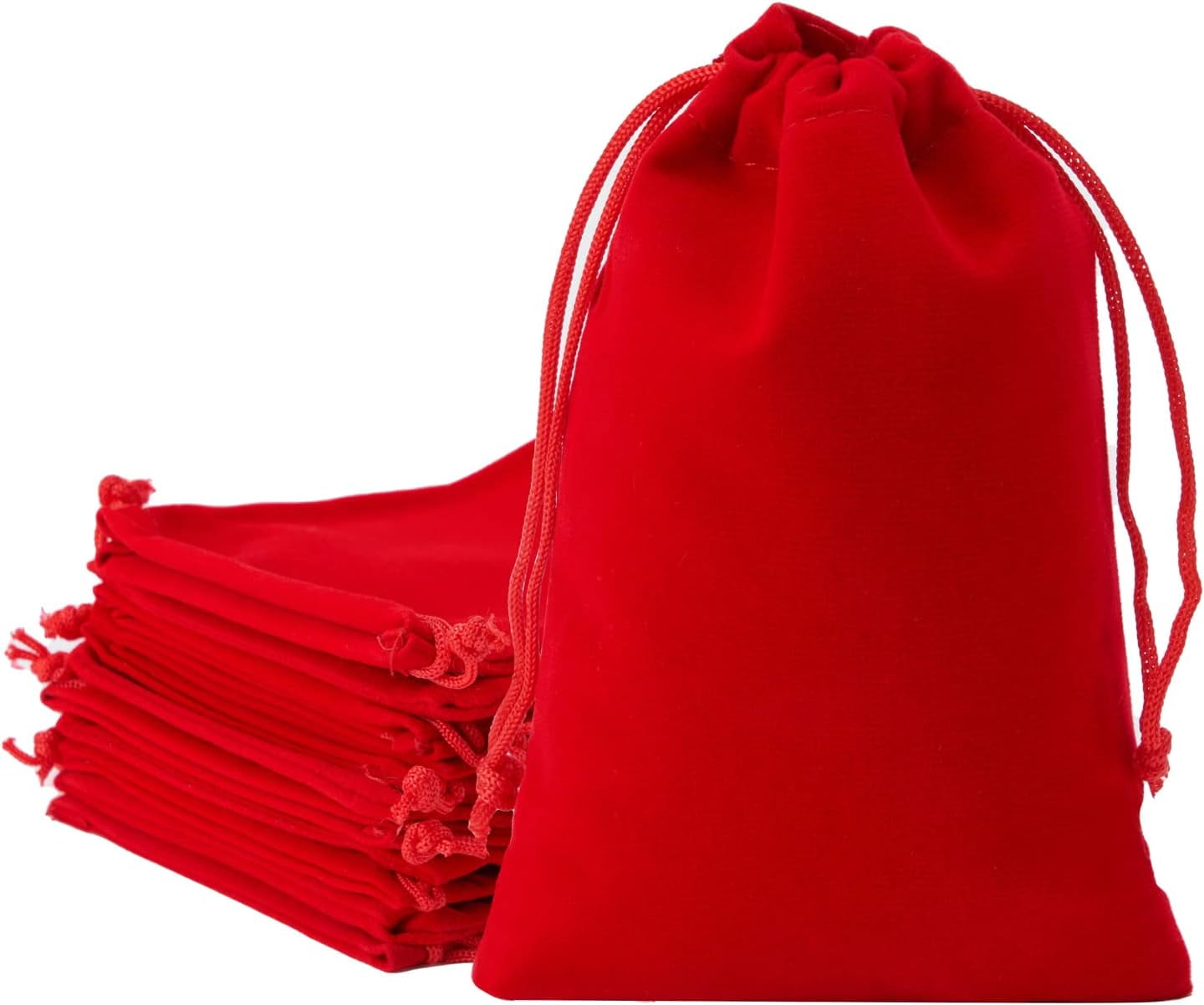 20Pcs Velvet Bags With Drawstrings for Christmas Wedding Red Gift Bags ...