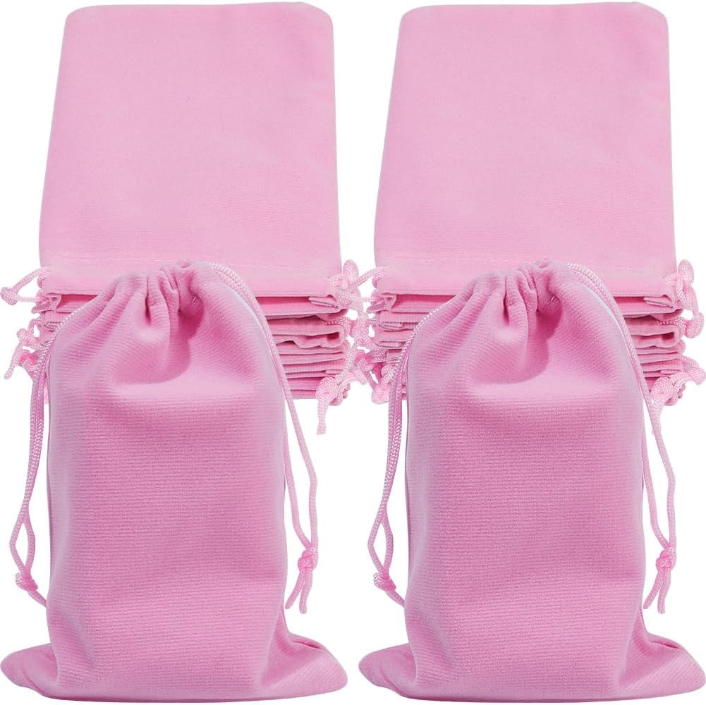 20Pcs Velvet Bags with Drawstrings 4x6 Inch Inch Pink Drawstrings Gift ...