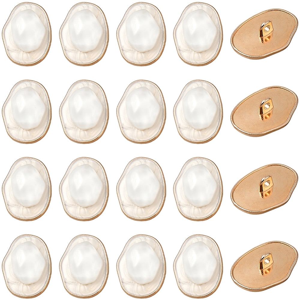 20Pcs White Irregular Enamel Button Bulk Simple Style Layers Shimmer ...