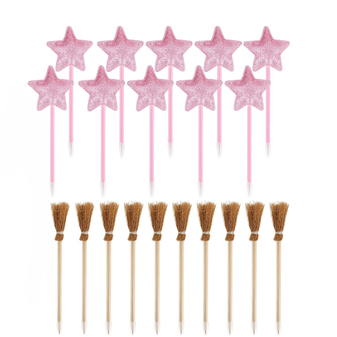 20Pcs Witch and Princess Party Favors Set, 10 Pcs Broom Pencils and 10 ...