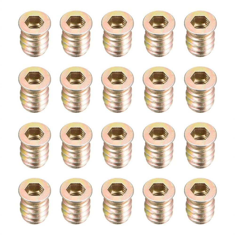 20Pcs Wood Inserts Screw-in Nut Hex Socket Drive Zinc Plated Carbon ...