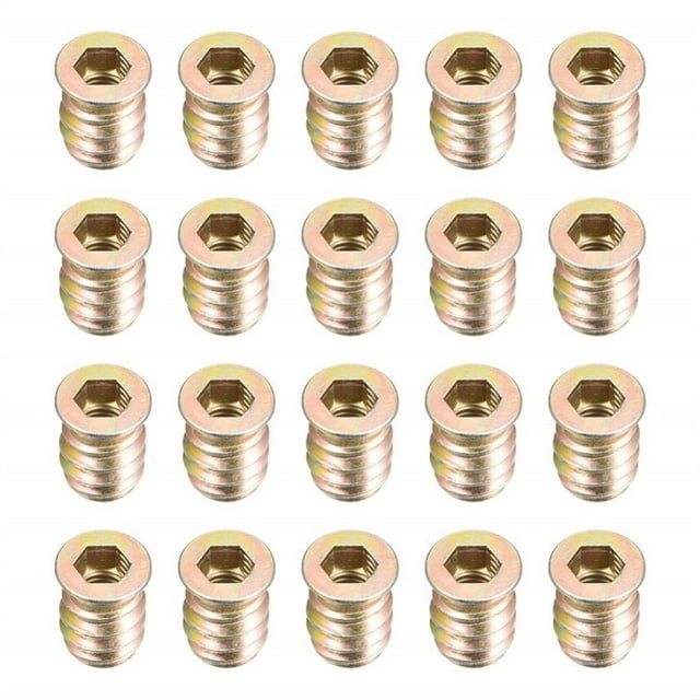 20Pcs Wood Inserts Screw-in Nut Hex Socket Drive Zinc Plated Carbon ...