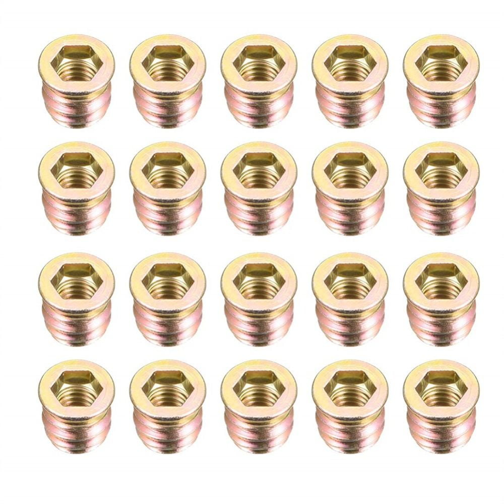 20Pcs Wood Inserts Screw-in Nut Hex Socket Drive Zinc Plated Carbon ...