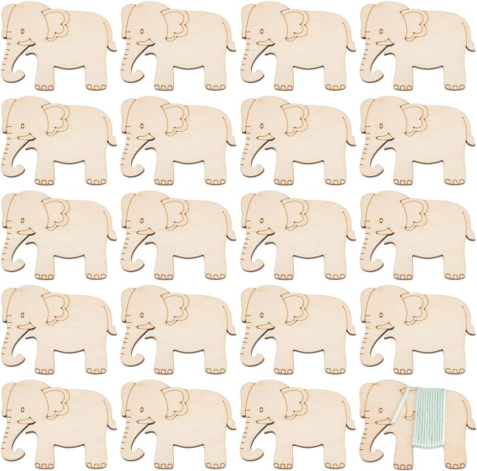 20Pcs Wooden Animals Floss Bobbins Elephant Shaped Stitch Bobbin ...