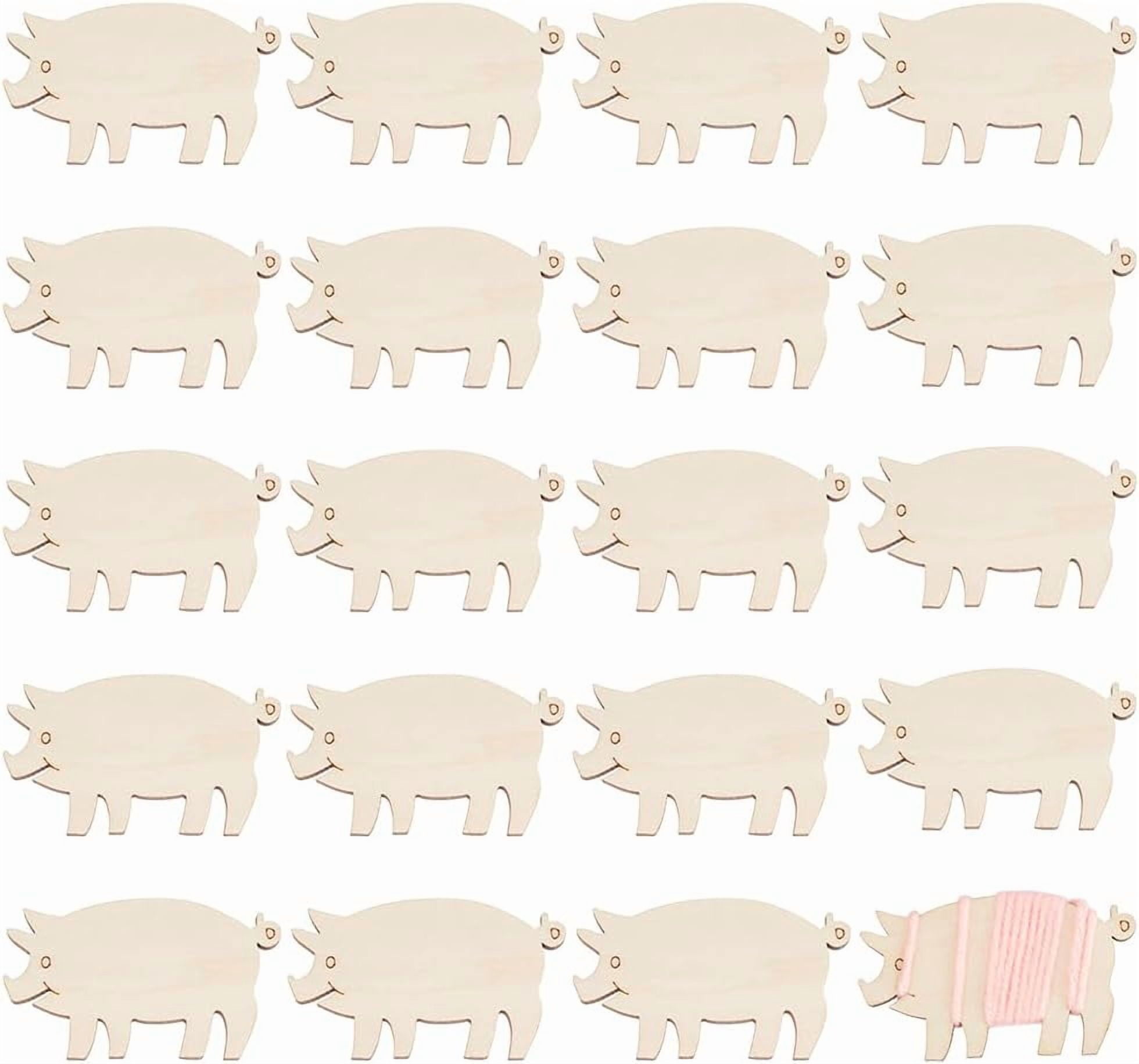 20Pcs Wooden Animals Floss Bobbins Pig Shaped Stitch Bobbin Embroidery ...