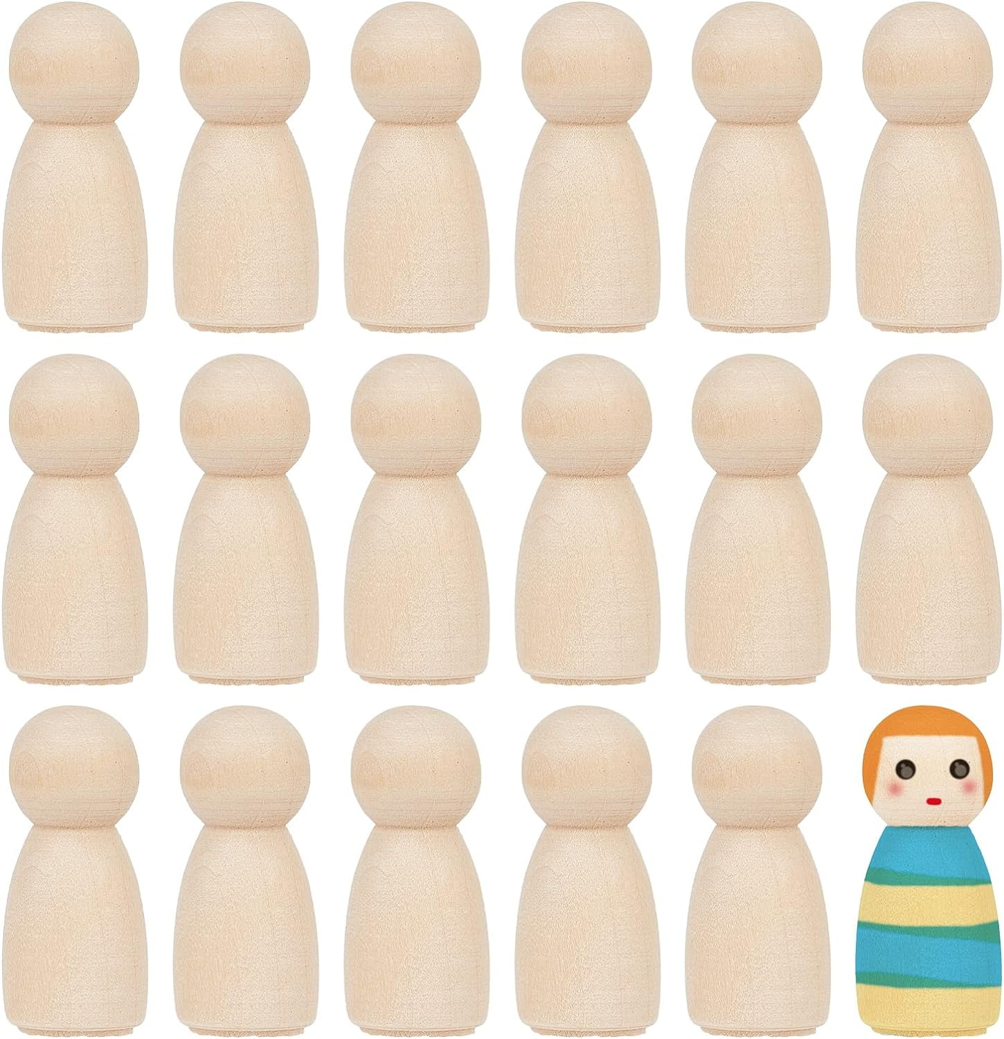 20Pcs Wooden Peg Dolls Unfinished Mini Wood Crafts 34mm Unpainted ...