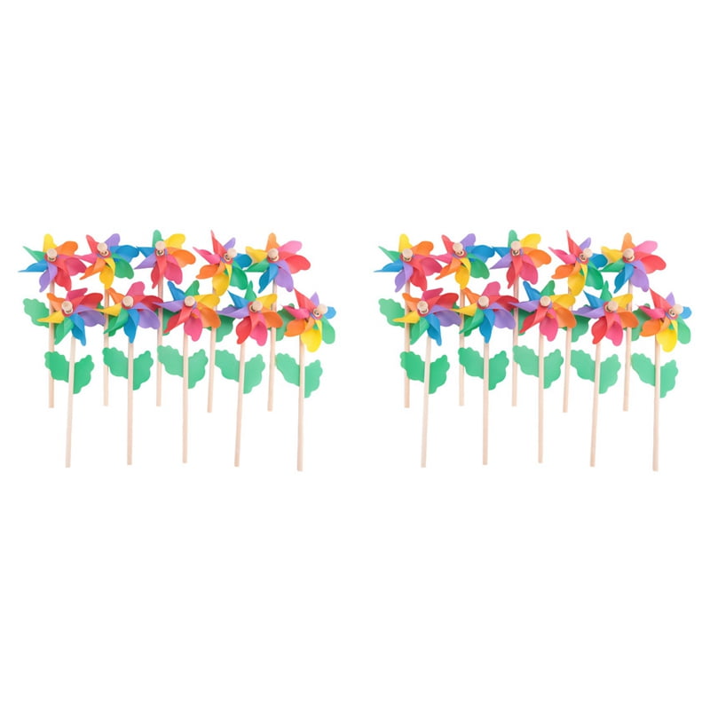 20Pcs Wooden Stick Pinwheels,Windmill Pinwheels DIY Pinwheels Set for ...