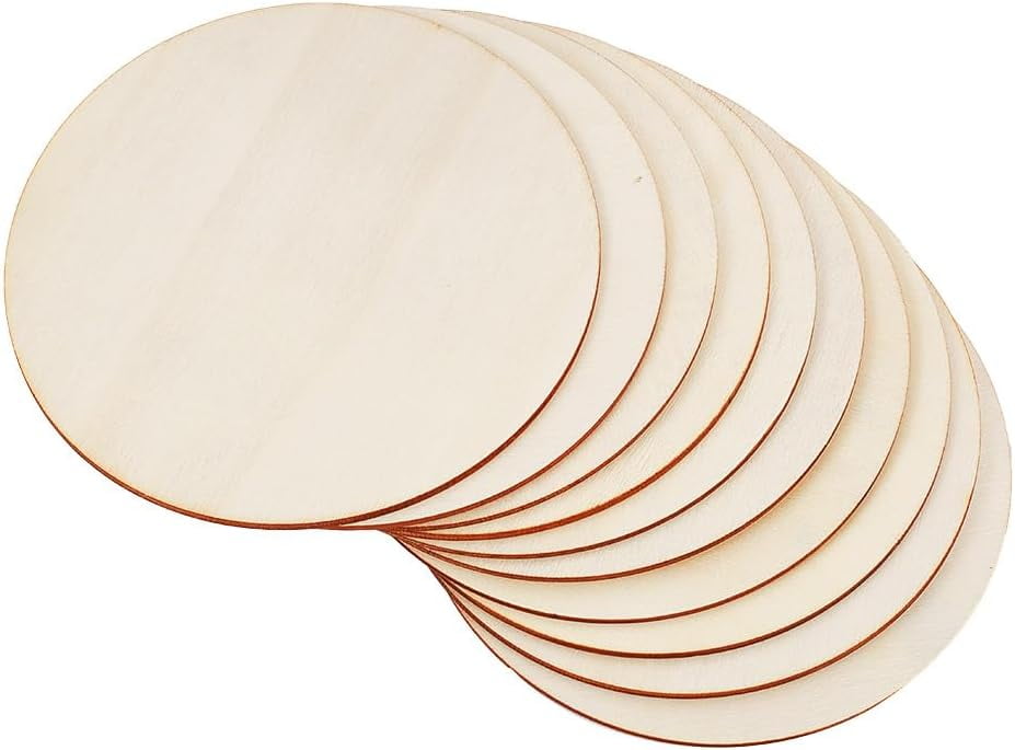 20Pcs Wooden Unfinished Round Circles 12cm/4.7inch Round Wood Discs ...
