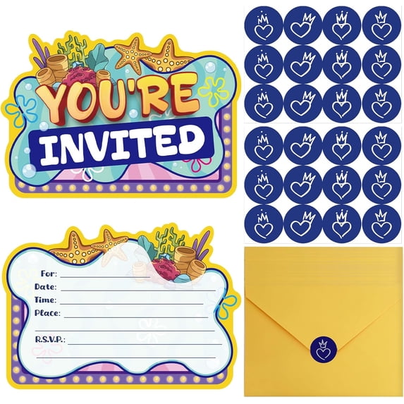 20Pcs Yellow Birthday Invitations- Yellow Invitations for Boys, Cartoon ...