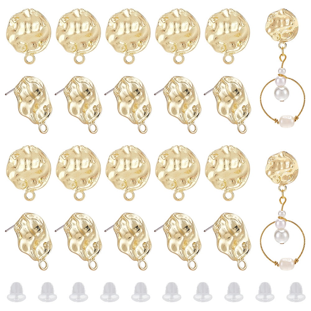 20Pcs Zinc Alloy Stud Earring Finding with Horizontal Loops and 40Pcs ...