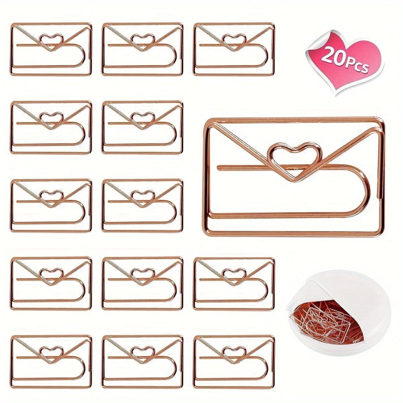 20-Piece Rose Gold Envelope-Shaped Paperclip Bookmark Set - Walmart.com