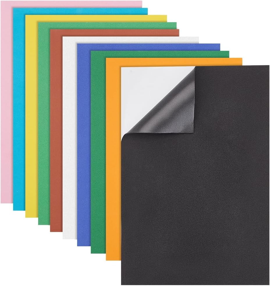 20Pcs10 Colors EVA Foam Sheets 2mm Adhesive Foam Sheets Crafts Colorful ...