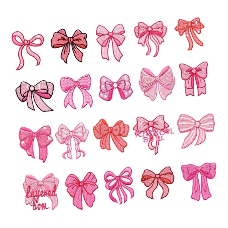 20Pieces High Densities 3D Embroidery Bowknot Patches Heat Activated ...