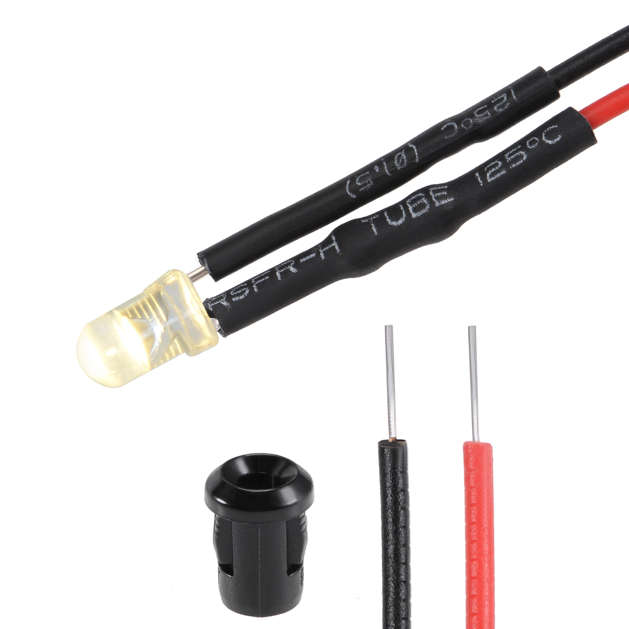 20Set DC 12V 3mm Pre Wired LED with Holder, Warm White Light Round Top ...