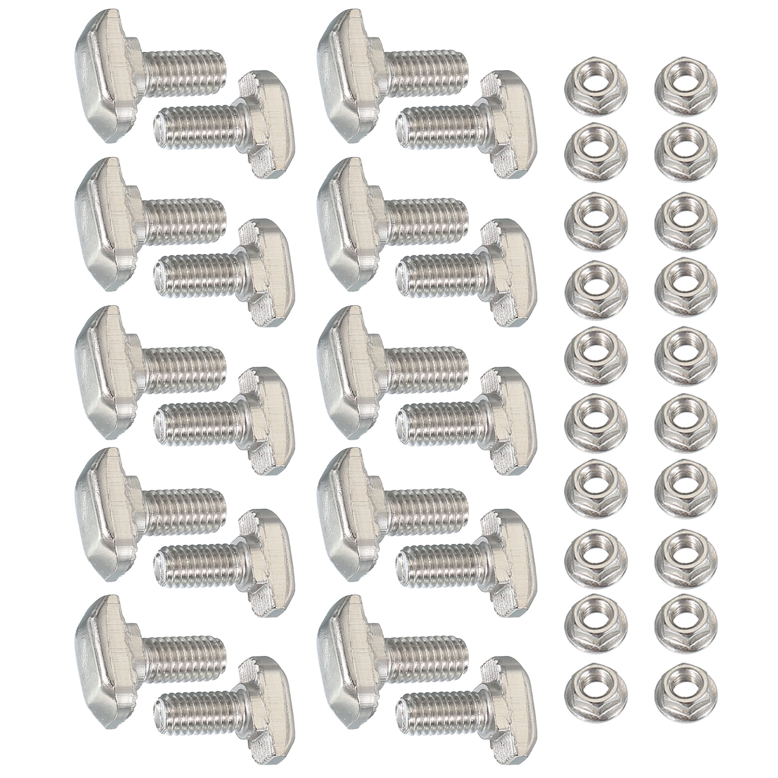 20Set T-Slot Bolts, Drop-in Bolt Hammer Head with Hexagon Flange Nuts T ...
