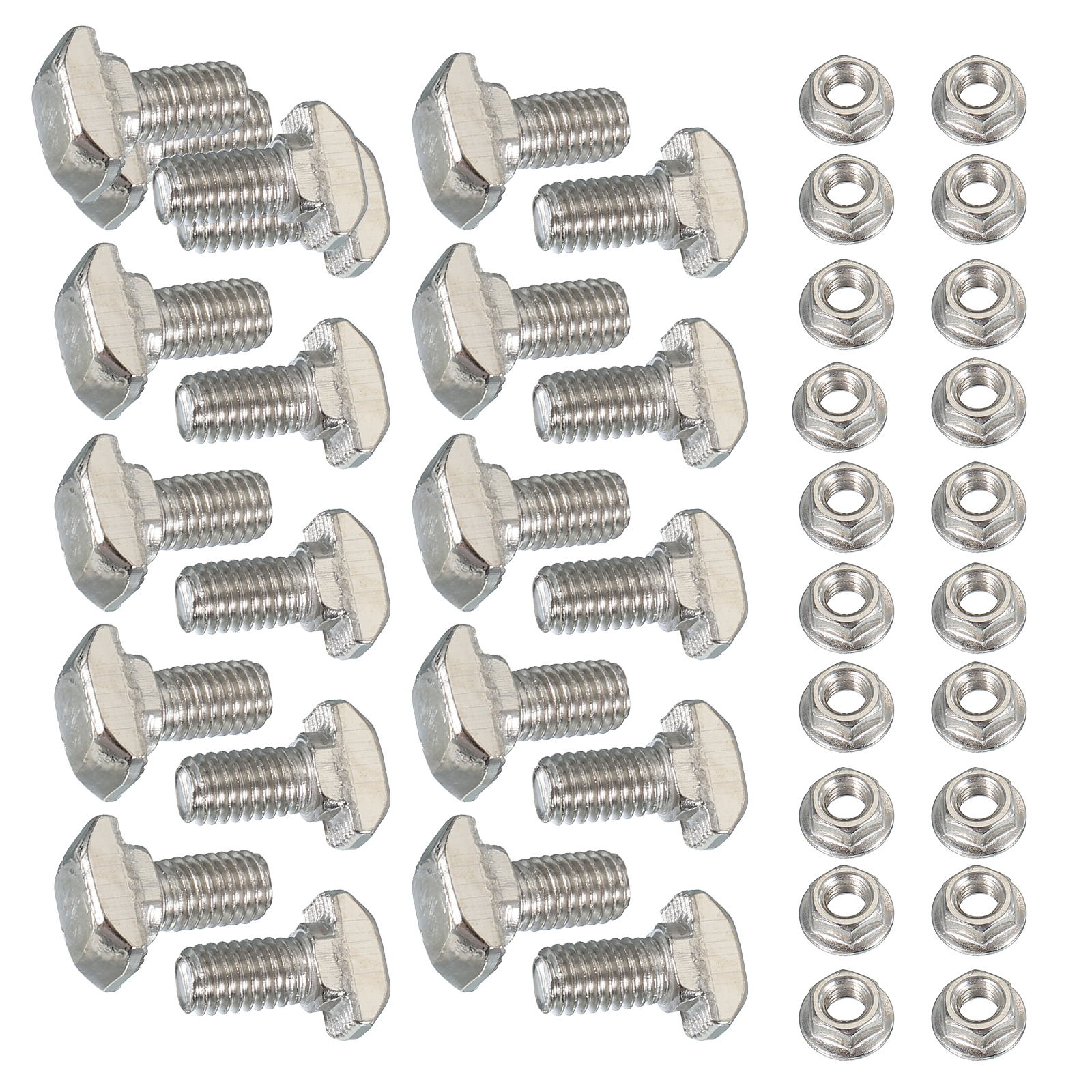 20Set T-Slot Bolts, Drop-in Bolt Hammer Head with Hexagon Flange Nuts T ...