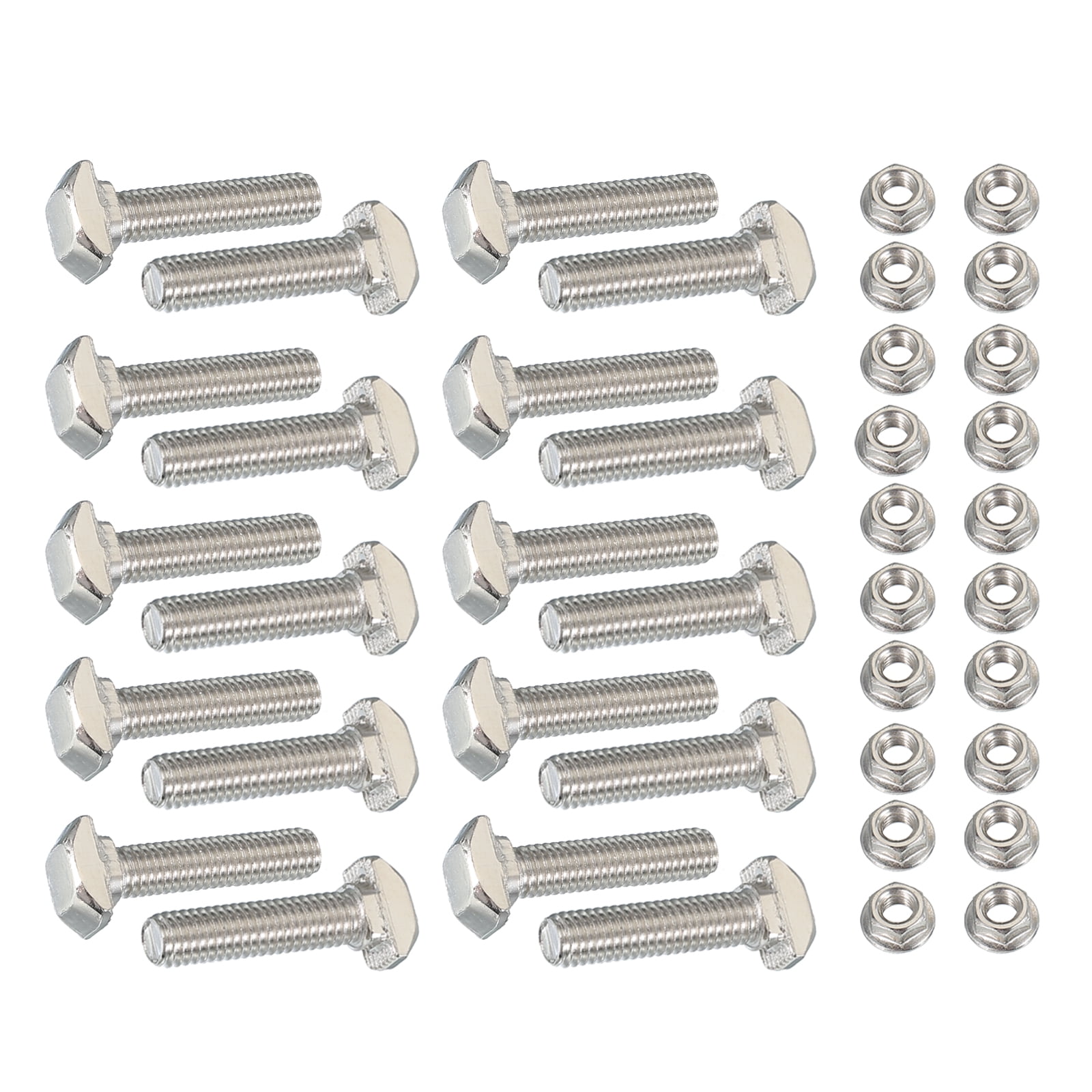 Uxcell T-Slot Bolts, Drop-in Bolt Hammer Head with Hexagon Flange Nuts ...