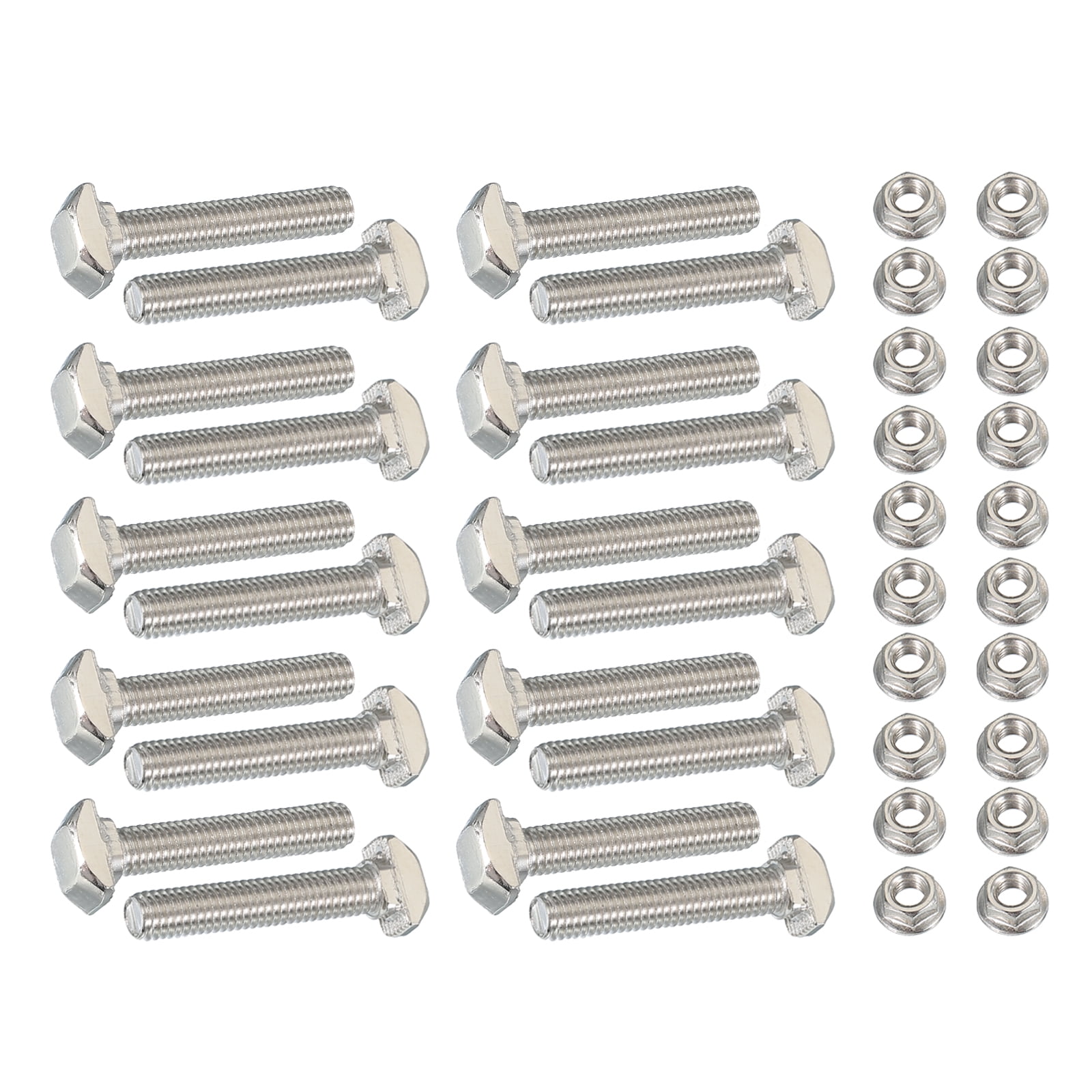 20Set T-Slot Bolts, Drop-in Bolt Hammer Head with Hexagon Flange Nuts T ...