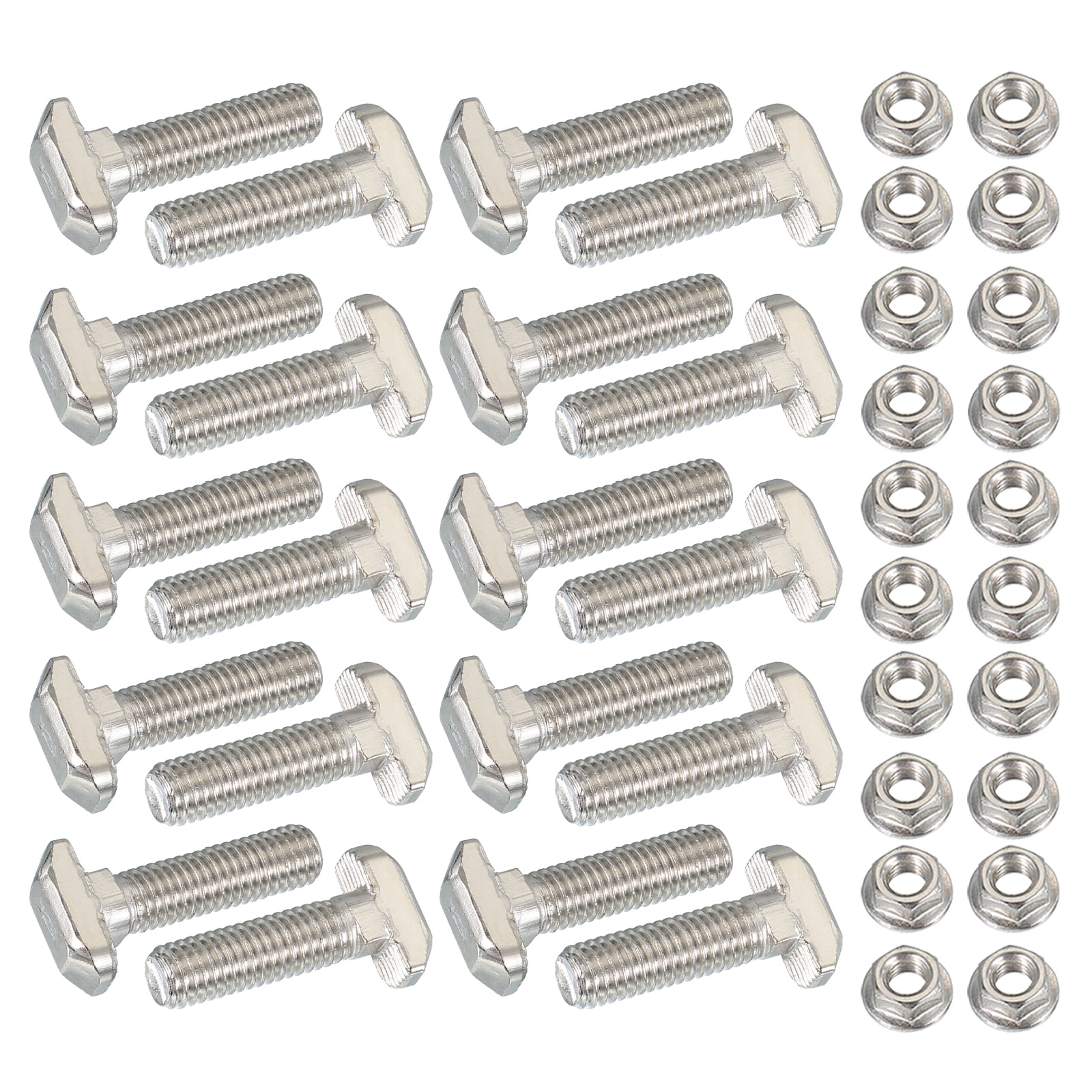20Set T-Slot Bolts, Drop-in Bolt Hammer Head with Hexagon Nuts T-Bolt ...