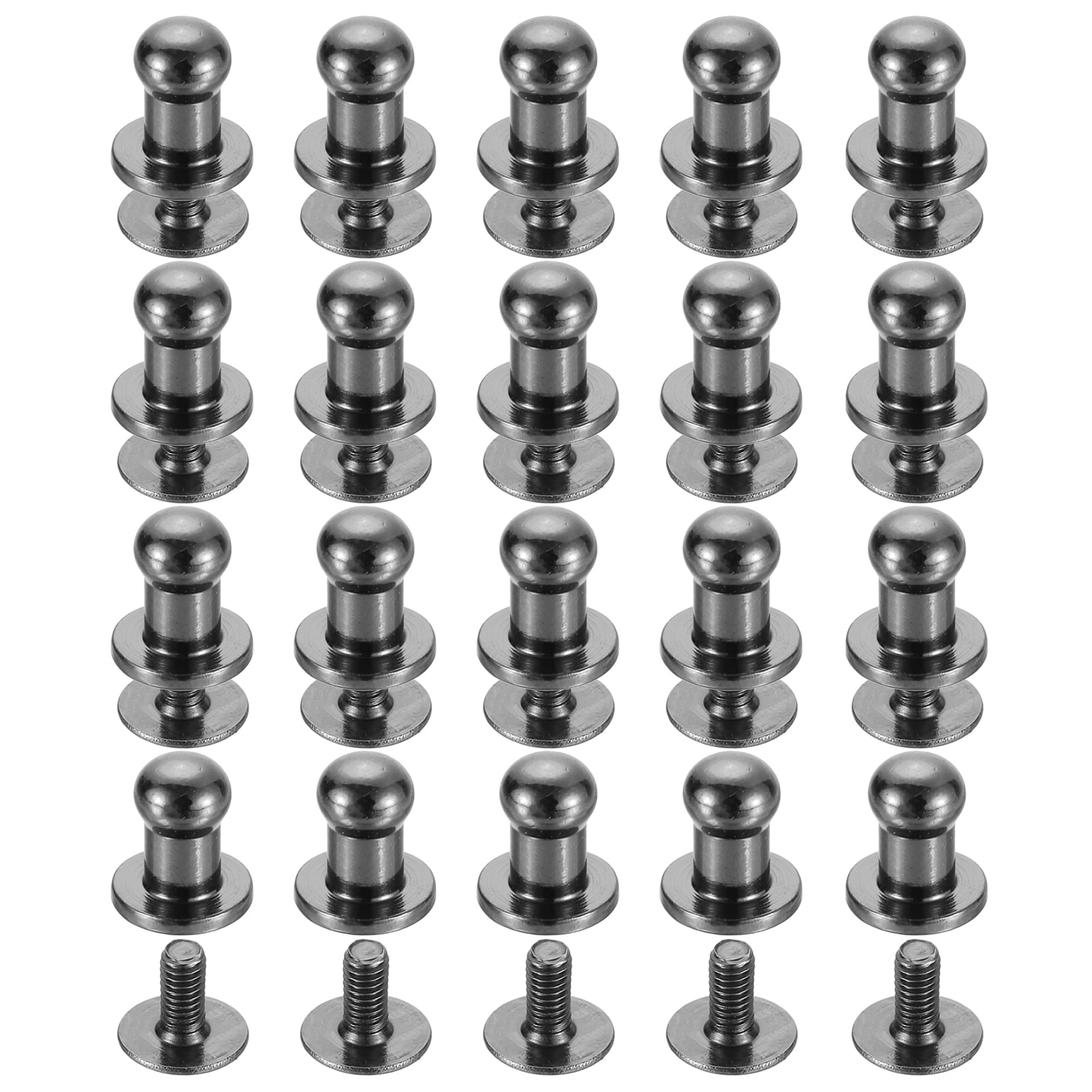 20Sets Brass Ball Head Stud Rivets, 5mm Screw Back Button Nipple Rivet ...