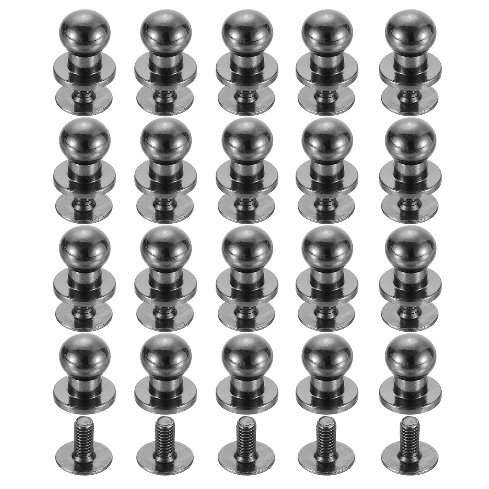 20Sets Brass Ball Head Stud Rivets, 6mm Screw Back Button Nipple Rivet ...