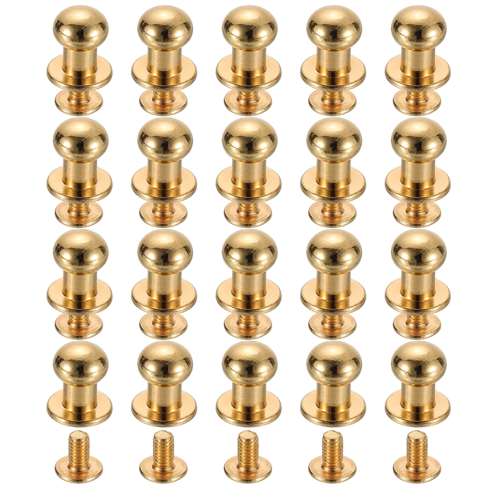 20Sets Brass Ball Head Stud Rivets, 8mm Screw Back Button Nipple Rivet ...