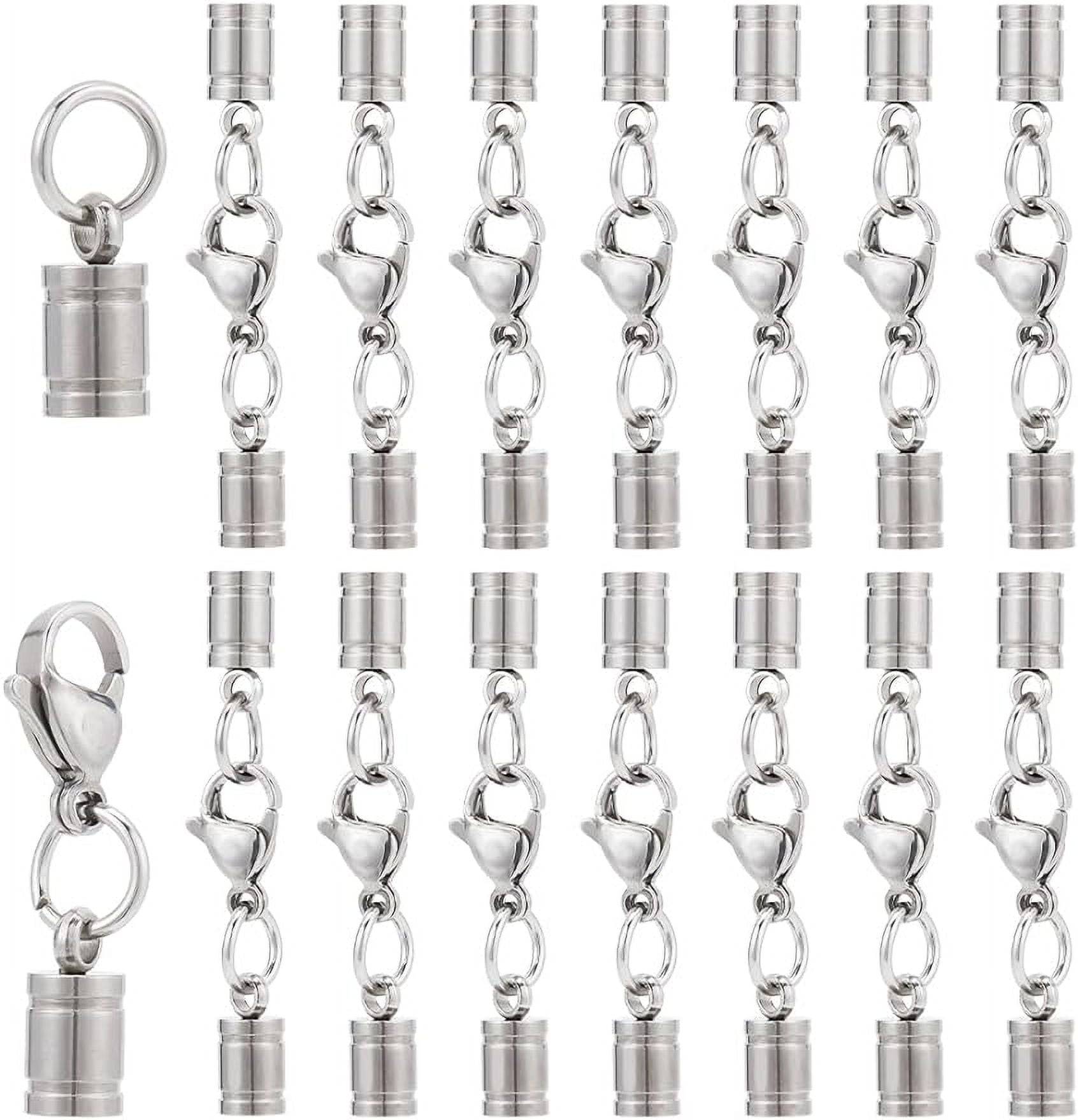 20Sets Leather Cord End Cap with Lobster Claw Clasps 304 Stainless ...