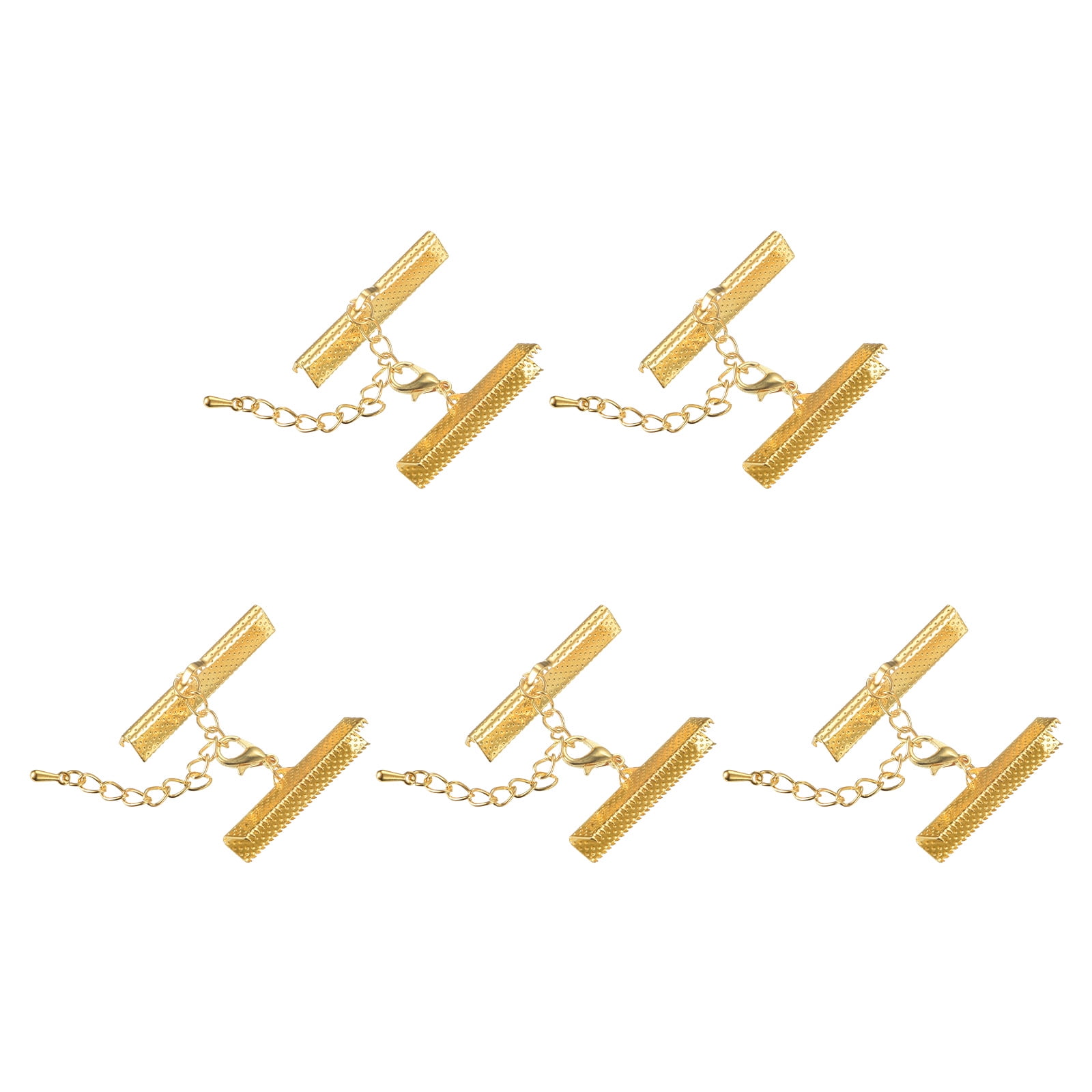 20Sets Ribbon Crimp Clamp Ends with Lobster Claw Clasps & Chain 35mm ...