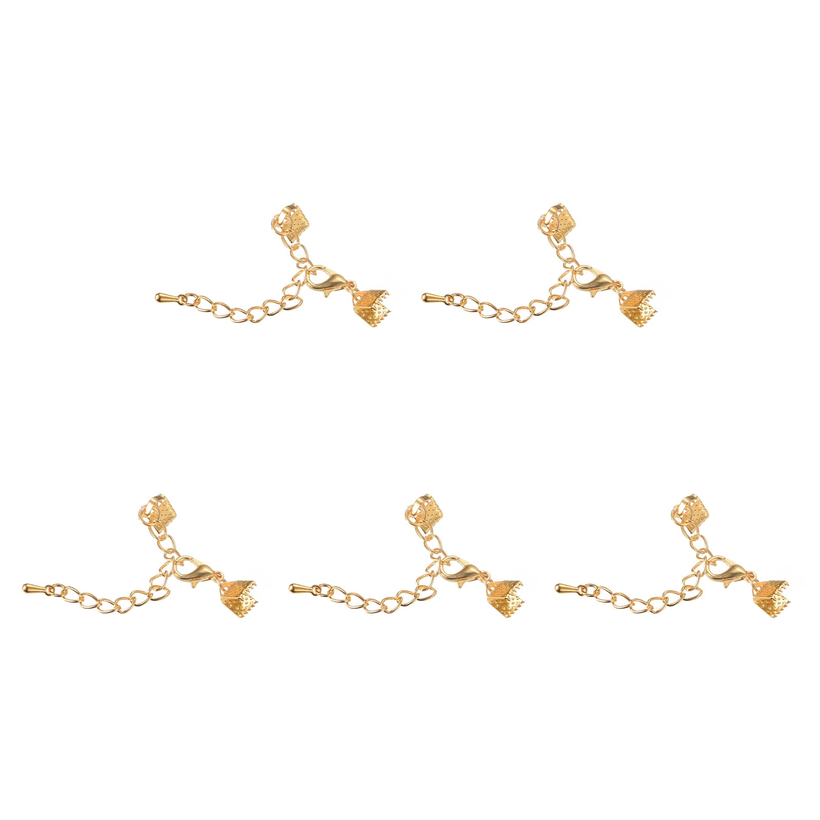 20Sets Ribbon Crimp Clamp Ends with Lobster Claw Clasps & Chain 6mm ...