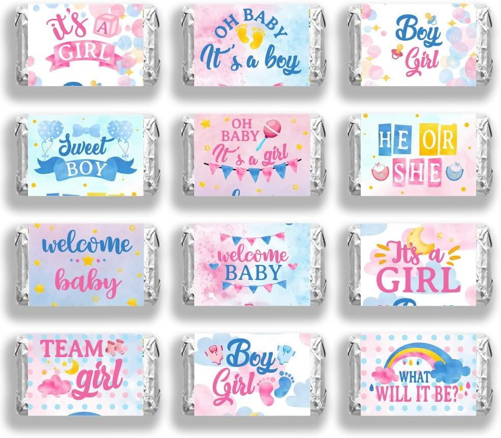 20Sheet 120Pcs Baby Shower Candy Wrappers Boys Girls Mini Candy Bar ...
