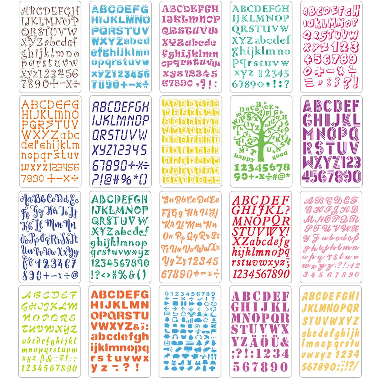 20Sheet Letter Stencils for Painting, 6.89 x 10.27 Inch Reusable ...