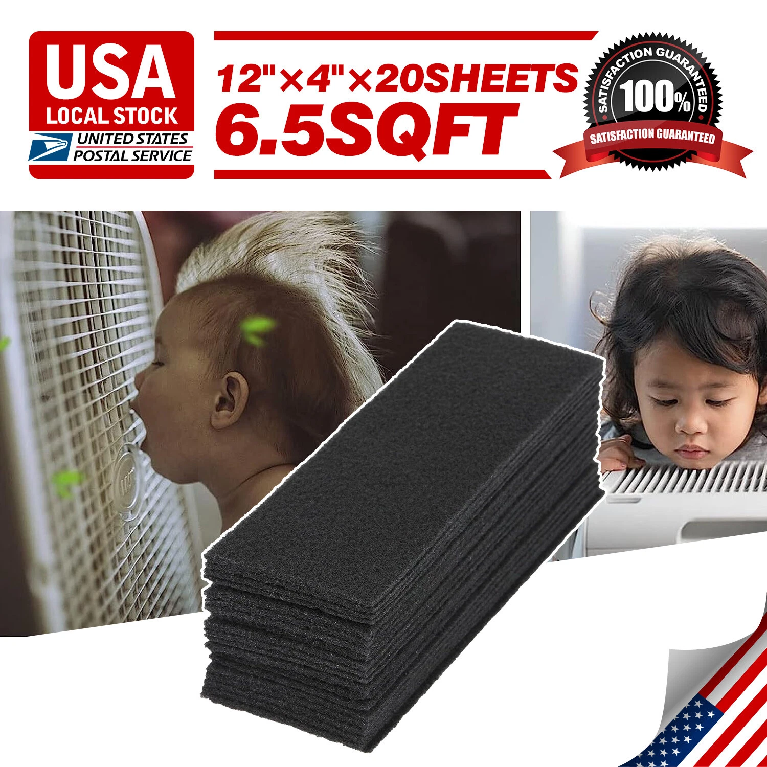 20Sheets 12"X4" Furnace Floor Register Vent Charcoal Carbon Filters Us ...