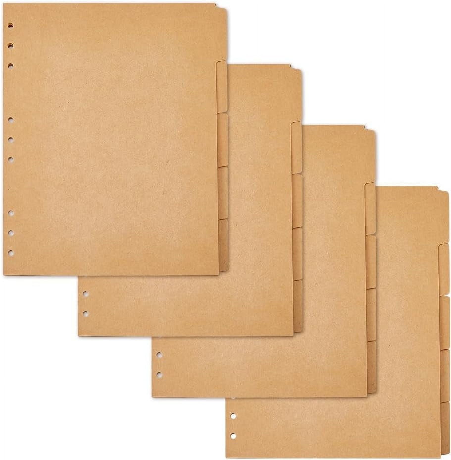 20Sheets 5-Tab Binder Dividers B5 Kraft Paper 9-Hole Binder Dividers 10 ...