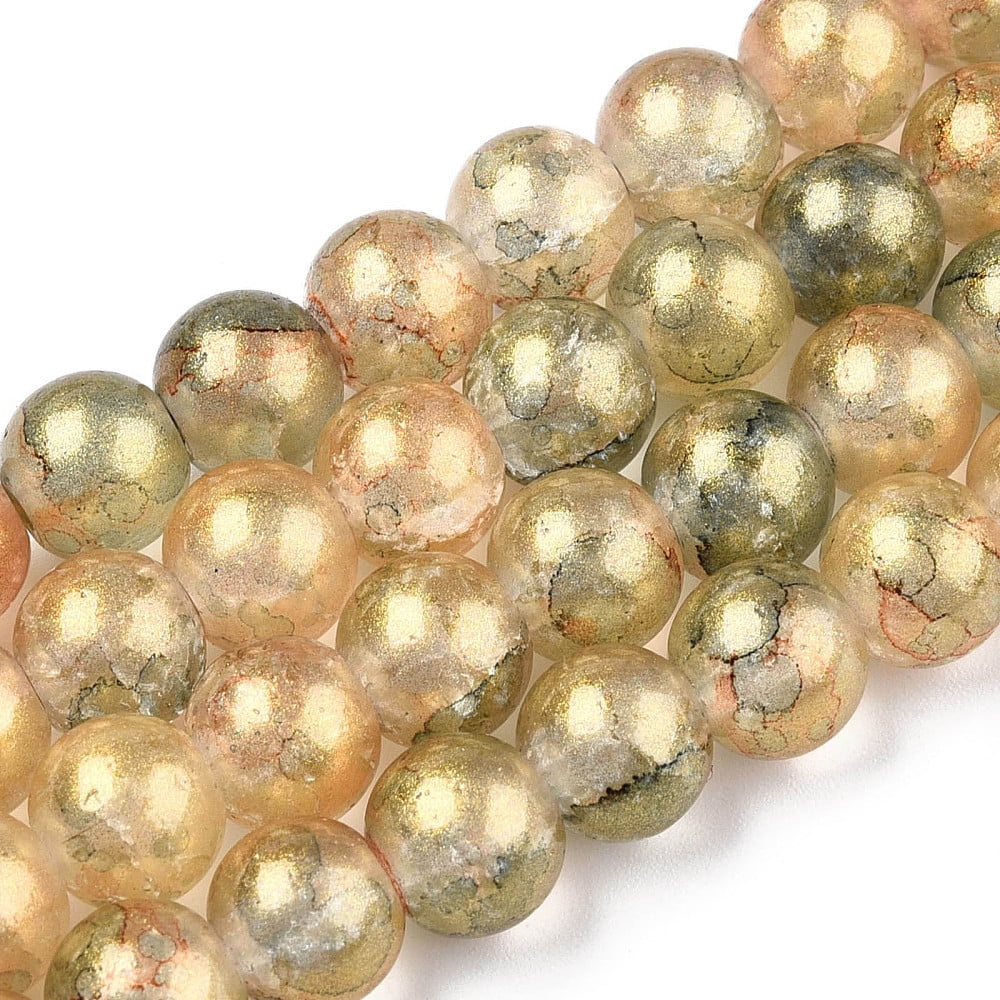 20Strand Baking Painted Crackle Glass Bead Strands with Gold Powder ...