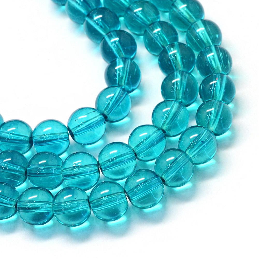 20Strand Baking Painted Transparent Glass Round Bead Strands Light Sea ...