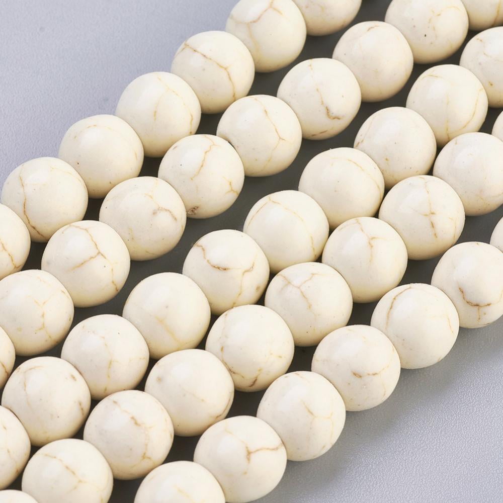 20Strand DIY Synthetic Magnesite Beads Strands Round White 8mm ...