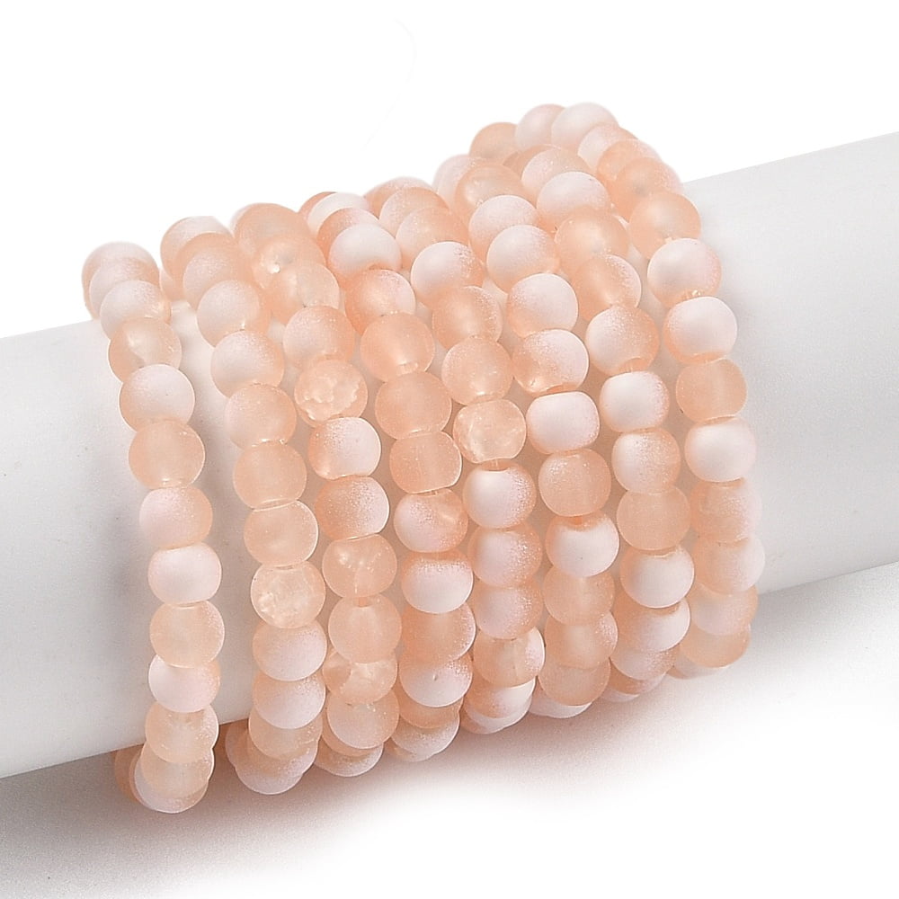 20Strand Frosted Crackle Glass Beads Strands Rondelle Light Salmon 4 ...