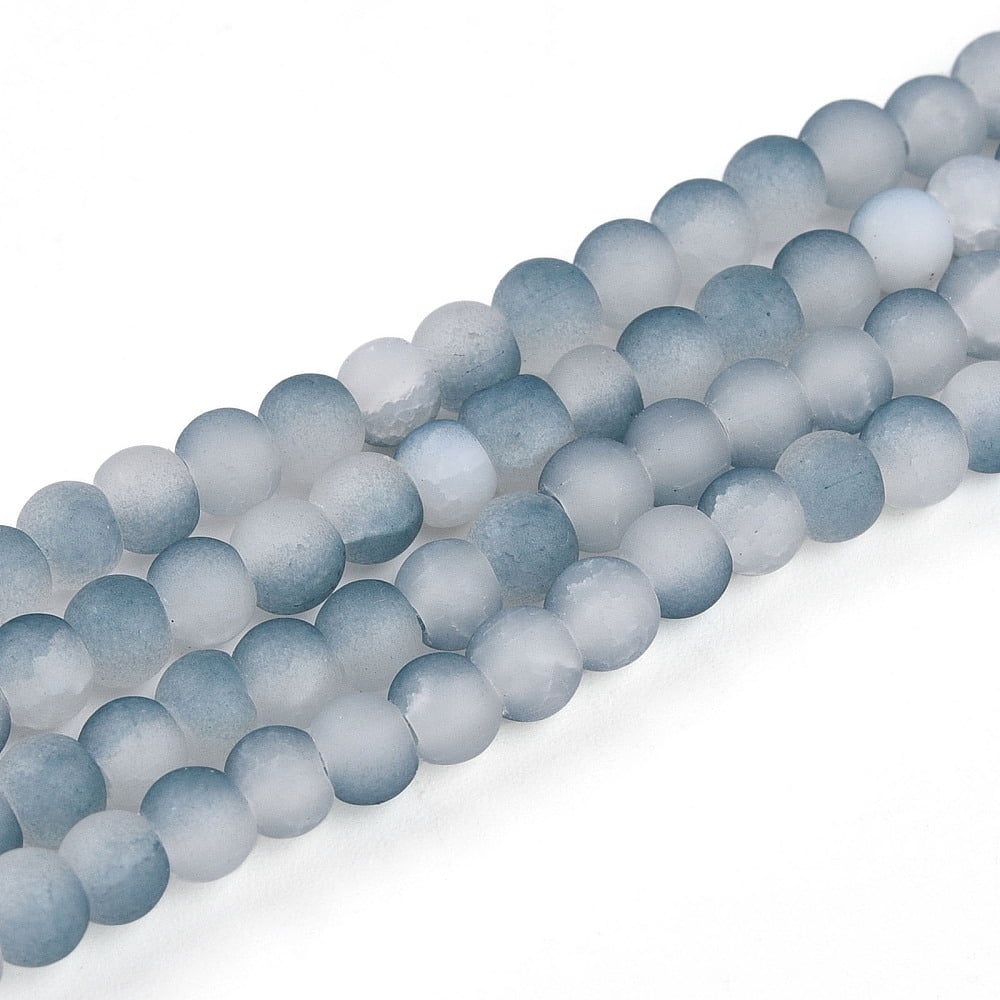 20Strand Glass Beads Strands Round Two Tone Light Steel Blue 4~4.5x3 ...