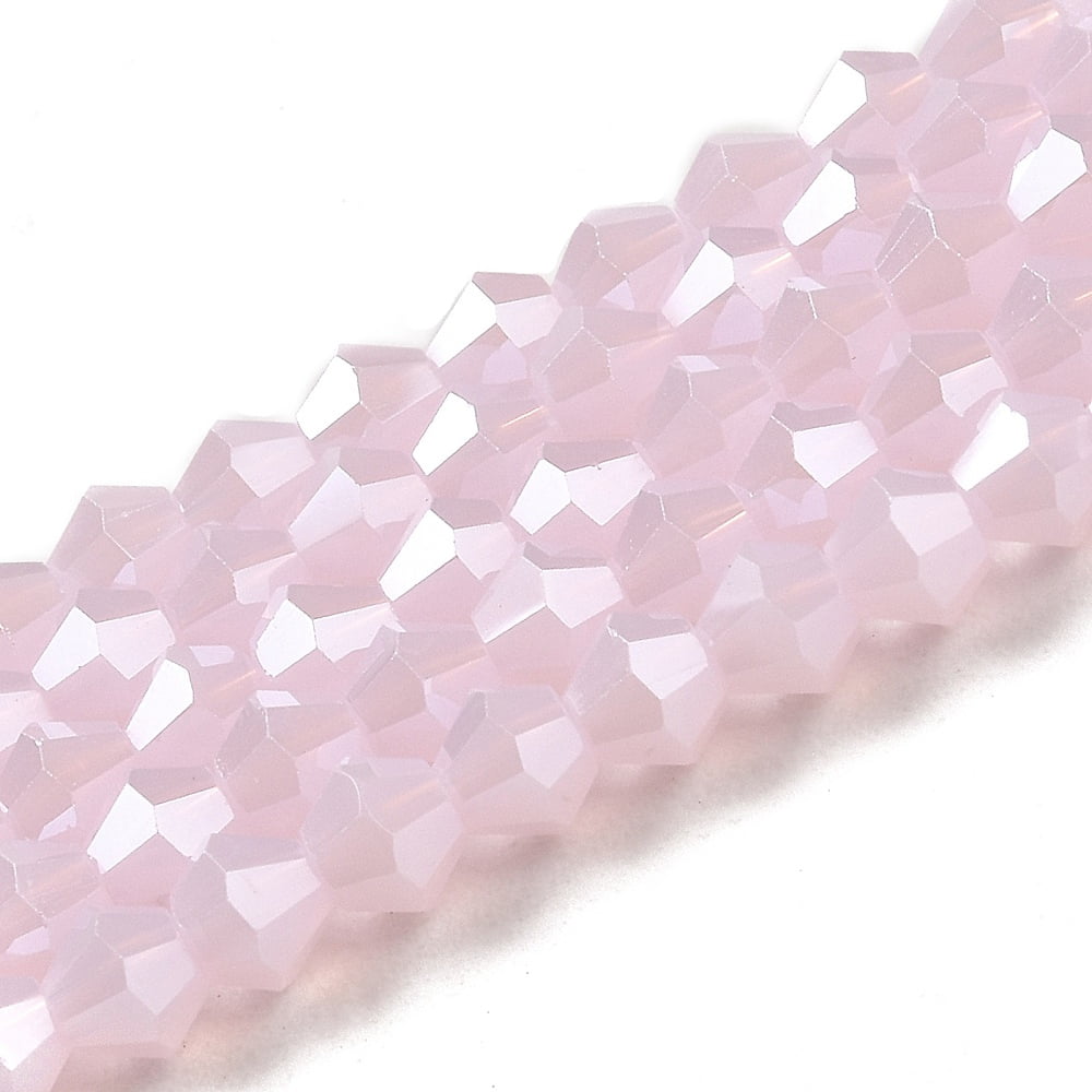 20Strand Imitation Jade Electroplate Glass Beads Strands Bicone Pink 2. ...