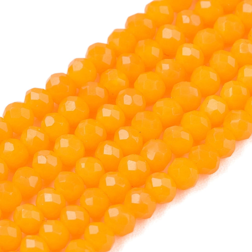 20Strand Opaque Solid Color Imitation Jade Glass Beads Strands Rondelle ...