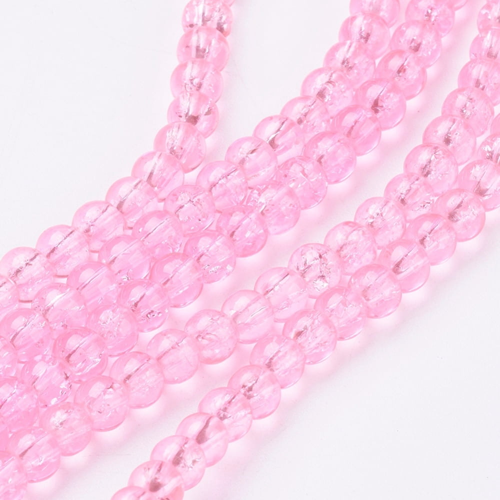 20Strand Spray Painted Glass Beads Strands Round Hot Pink 4mm Hole: 1.1 ...
