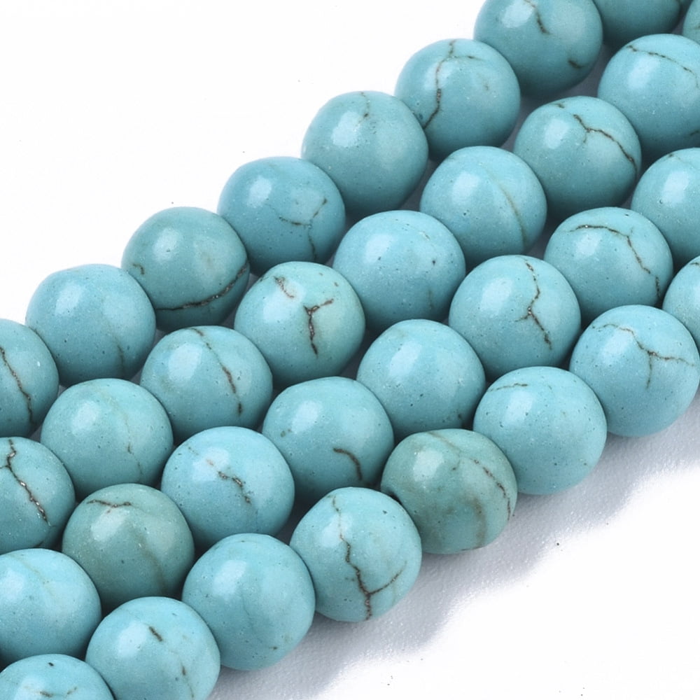 20Strand Synthetic Turquoise Beads Strands Round Turquoise 6mm Hole ...