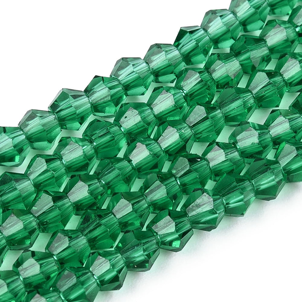 20Strand Transparent Glass Beads Strands Faceted Bicone Sea Green 3.5~3 ...
