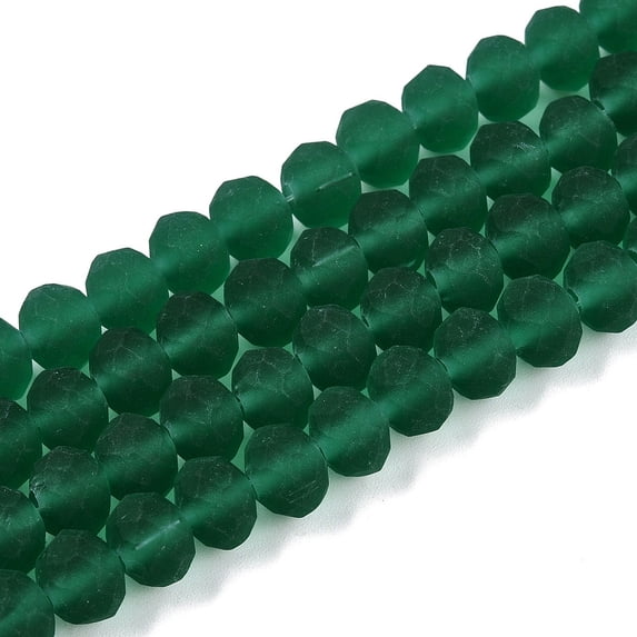 20Strand Transparent Glass Beads Strands Faceted Frosted Rondelle Green ...